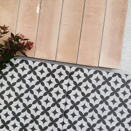 Sydney Black and White pattern floor tiles Spanish Bathroom Kitchen