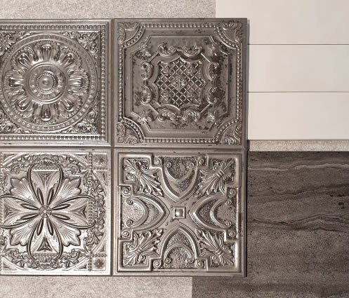 Pressed Metal Splashback Sydney. Decorative wall tile and kitchen tiles